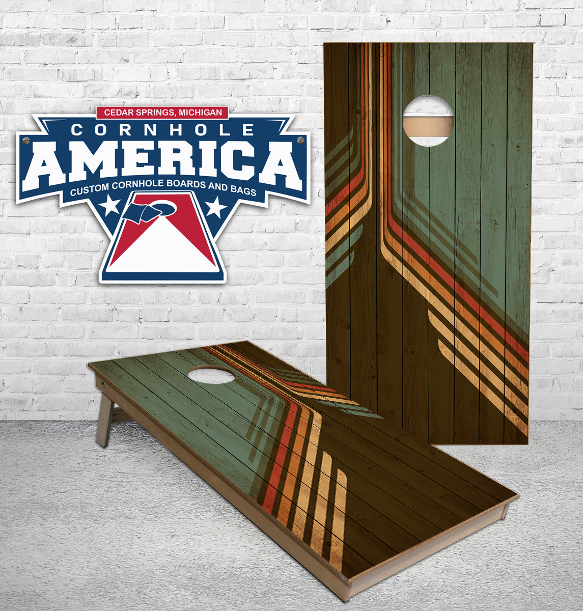 70's Retro Rustic wood cornhole boards — Cornhole America