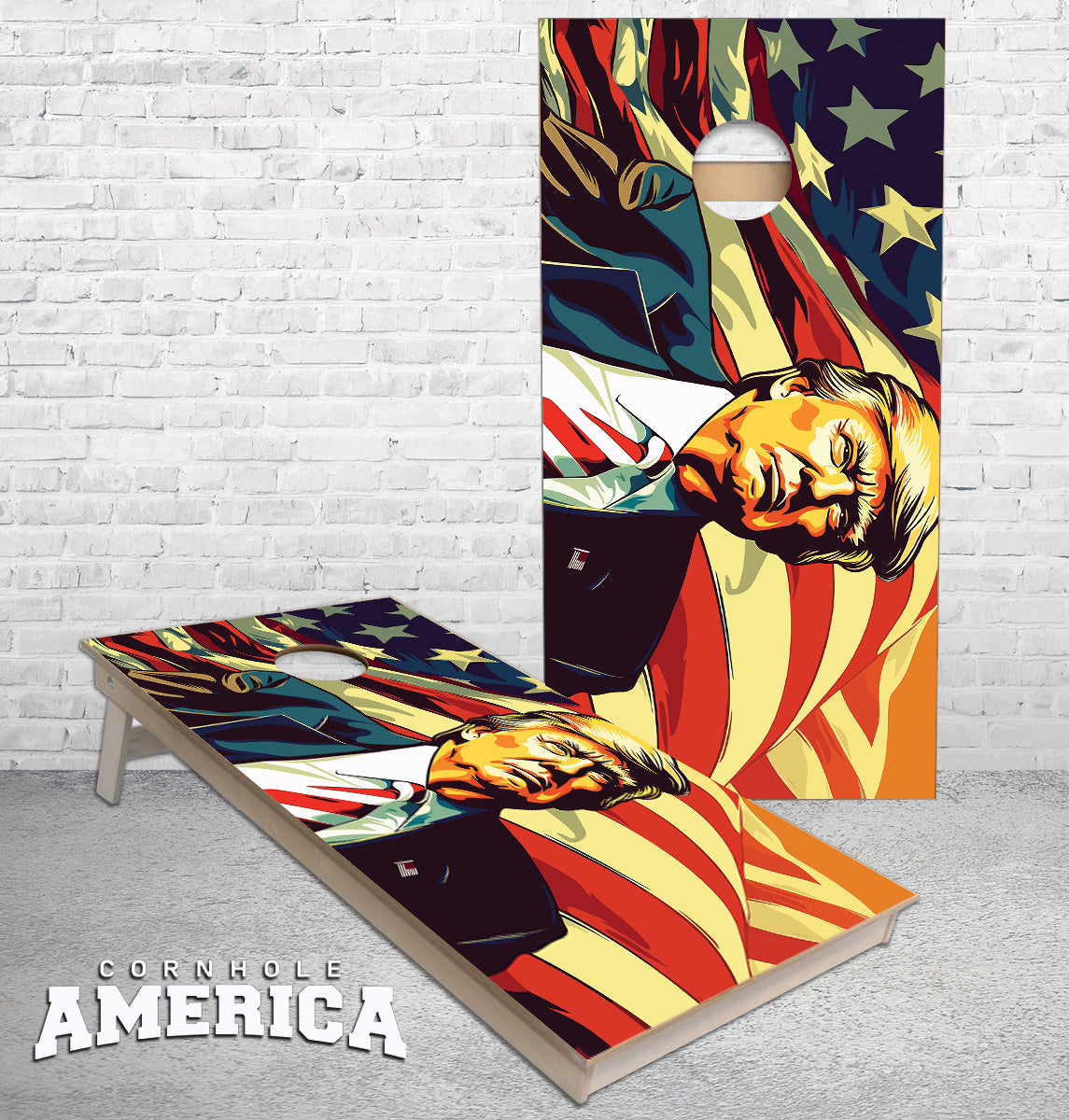Trump American Flag Cornhole boards — Cornhole America