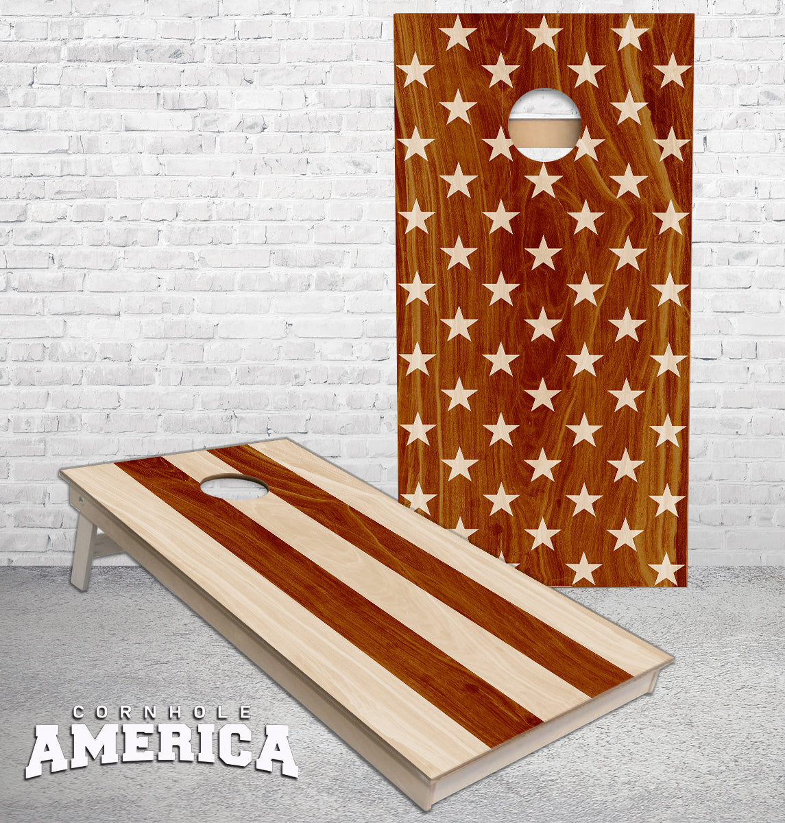 Stars and Stripes stained Cornhole Boards — Cornhole America