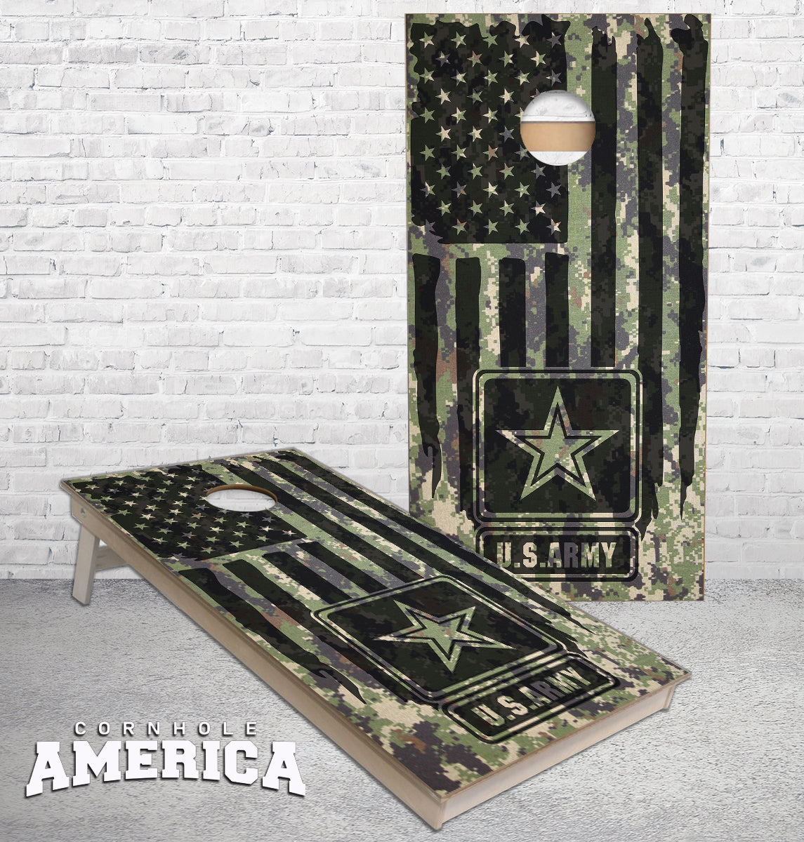 Army US Flag Camo cornhole boards — Cornhole America