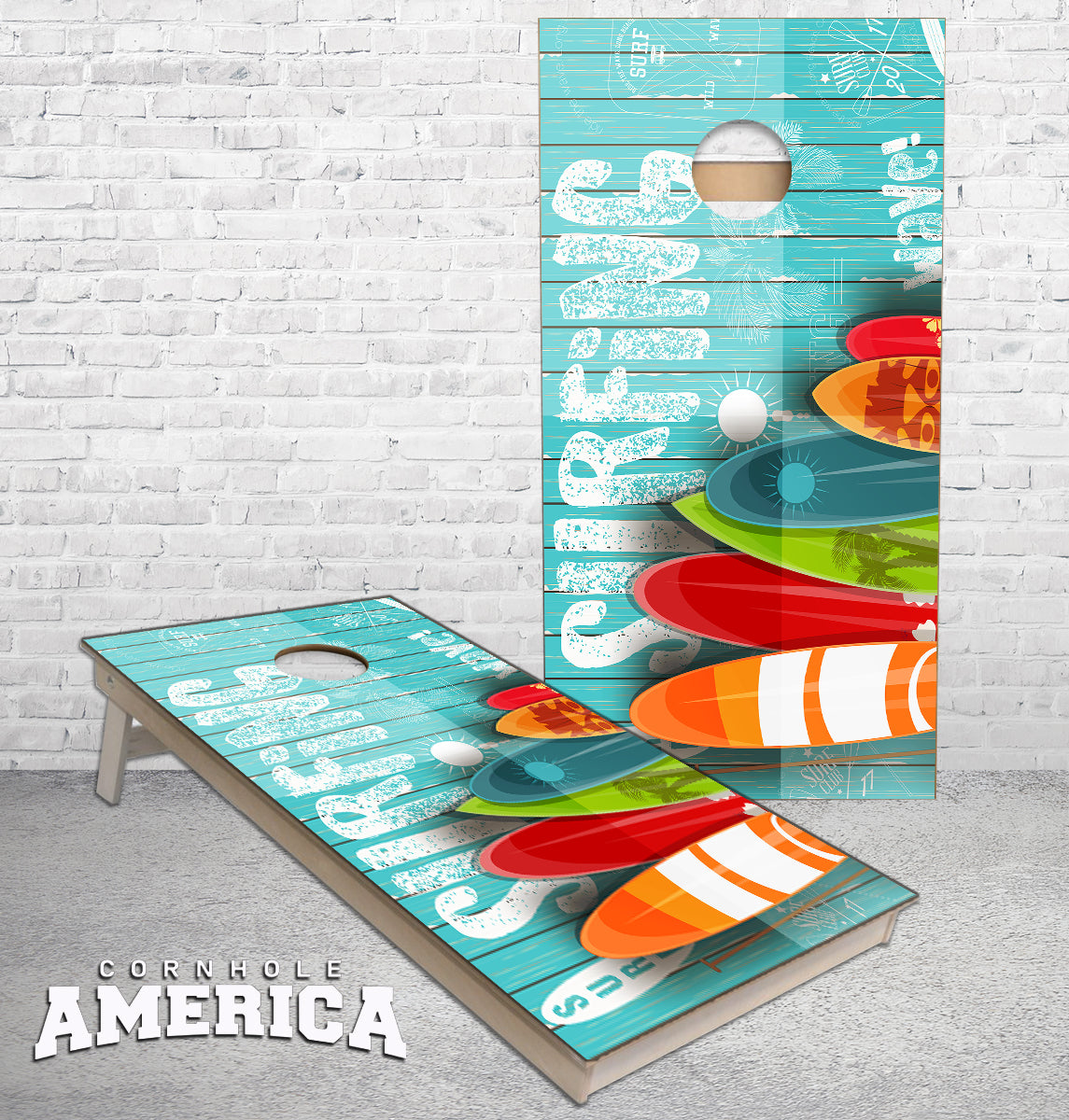Surf Board Surfing beach wood cornhole boards — Cornhole America