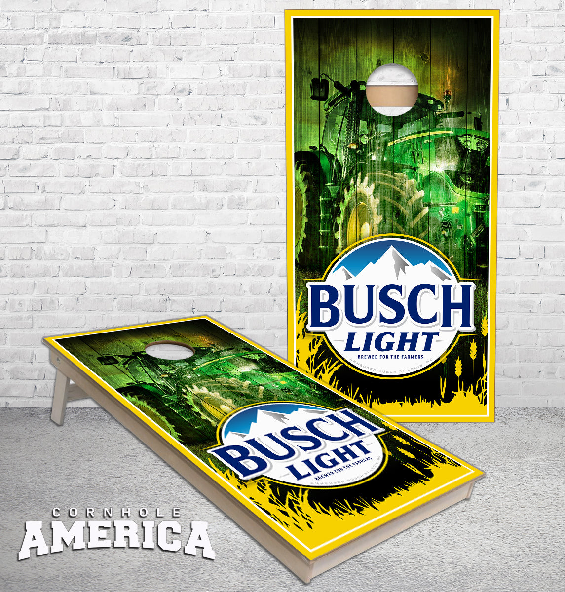 Busch Light for the farmers tractor cornhole boards — Cornhole America
