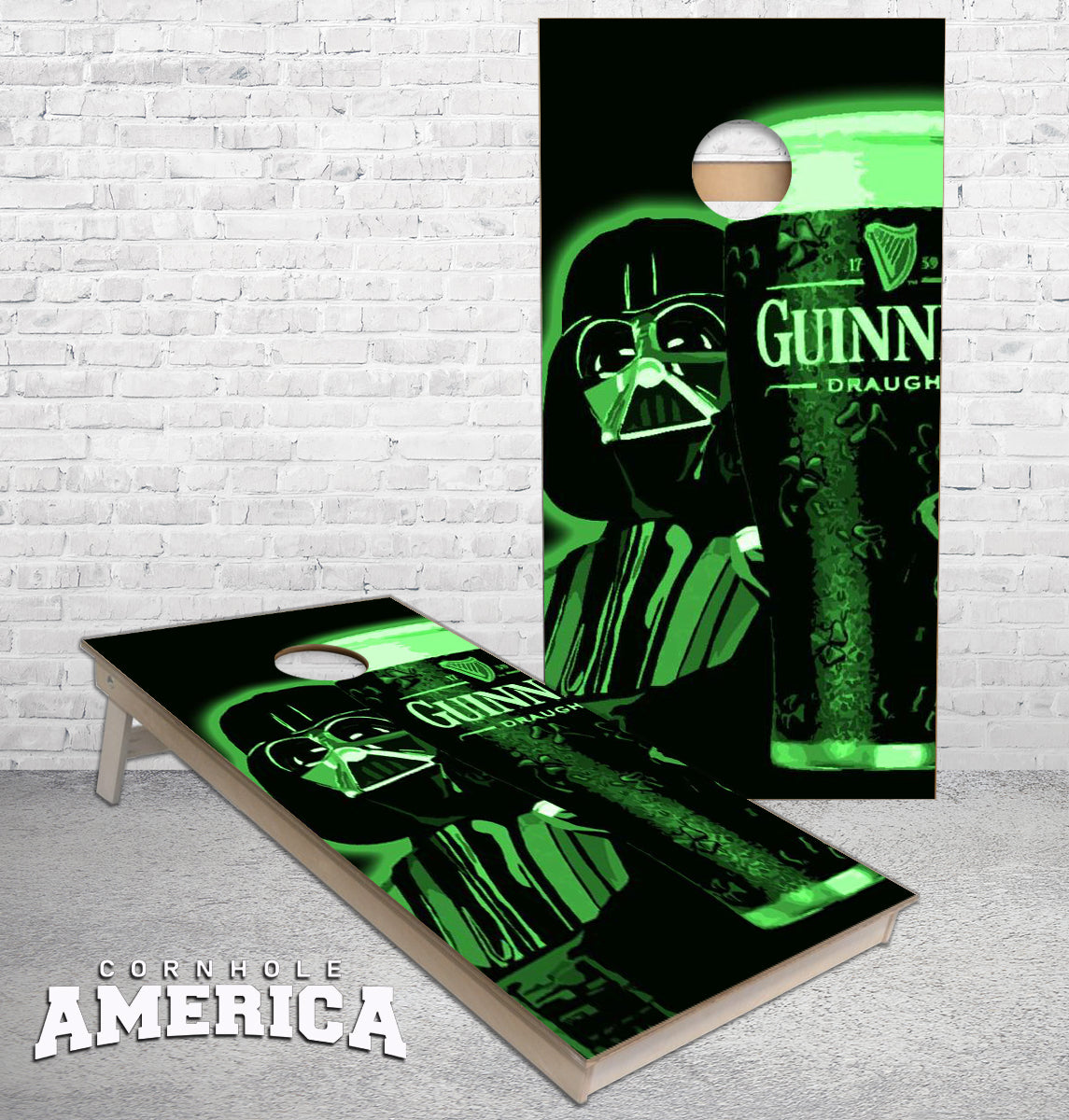 Darth Vader and Guinness glowing cornhole boards — Cornhole America