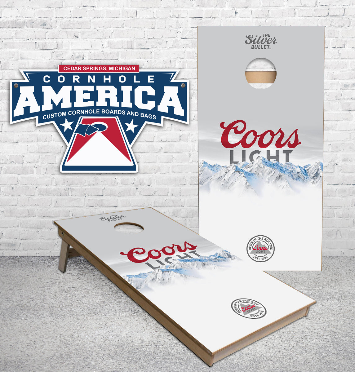 Coors Light Silver Bullet Colorado cornhole boards — Cornhole America