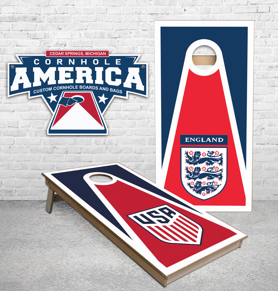 USA National and English National Soccer (Football) cornhole boards ...