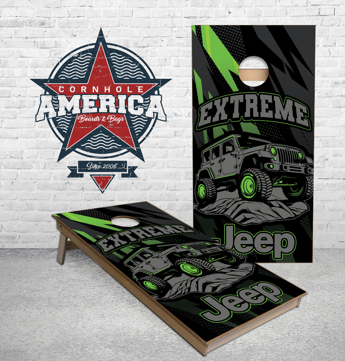 Extreme Jeep cornhole boards — Cornhole America