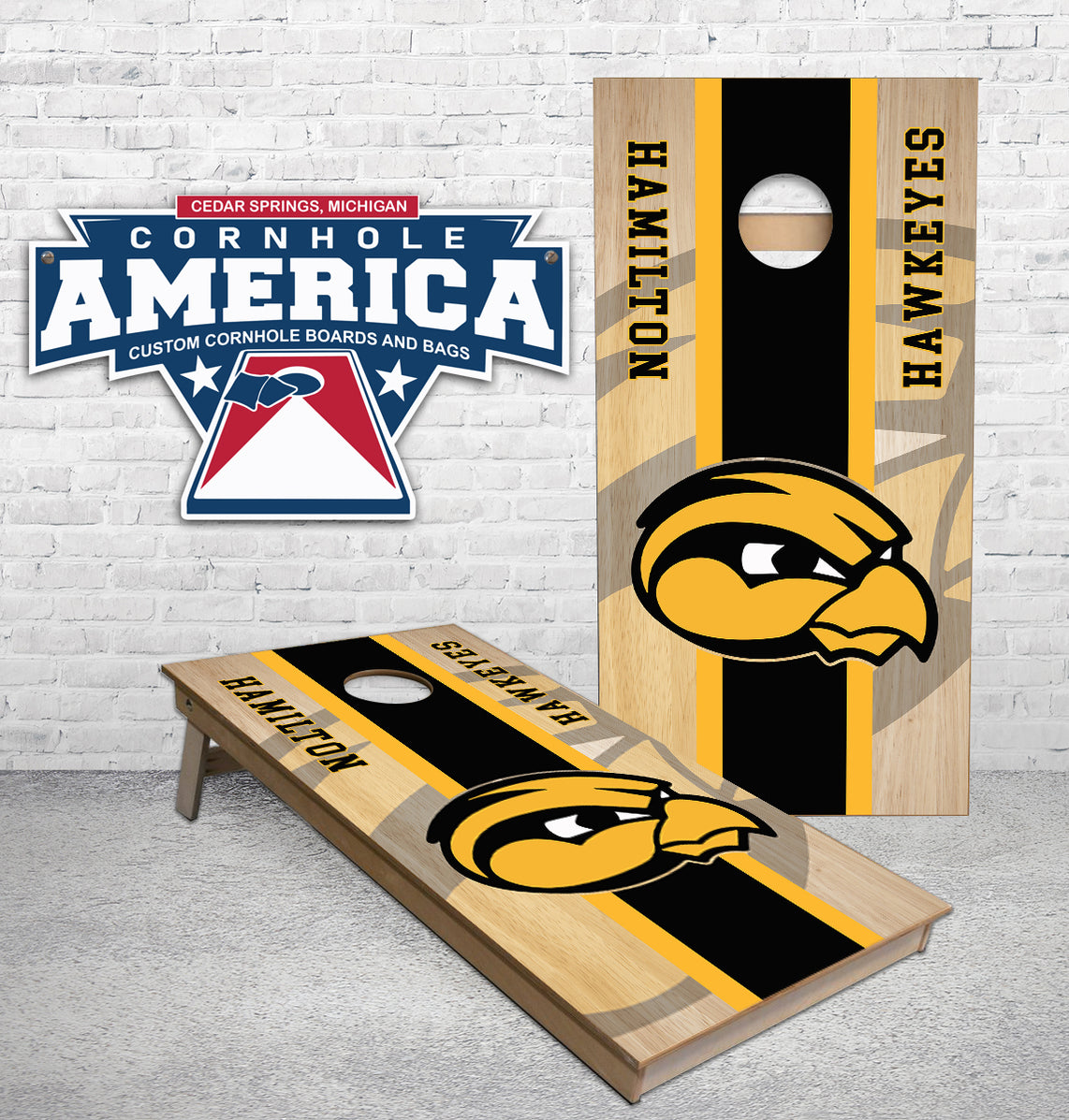 Hamilton Hawkeyes Cornhole Boards — Cornhole America