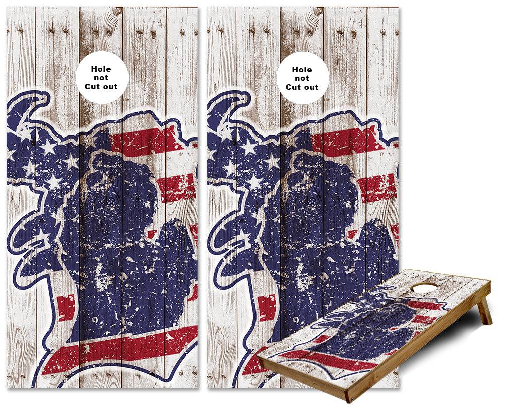 Michigan Old English D Stars and Stripes cornhole wraps — Cornhole America