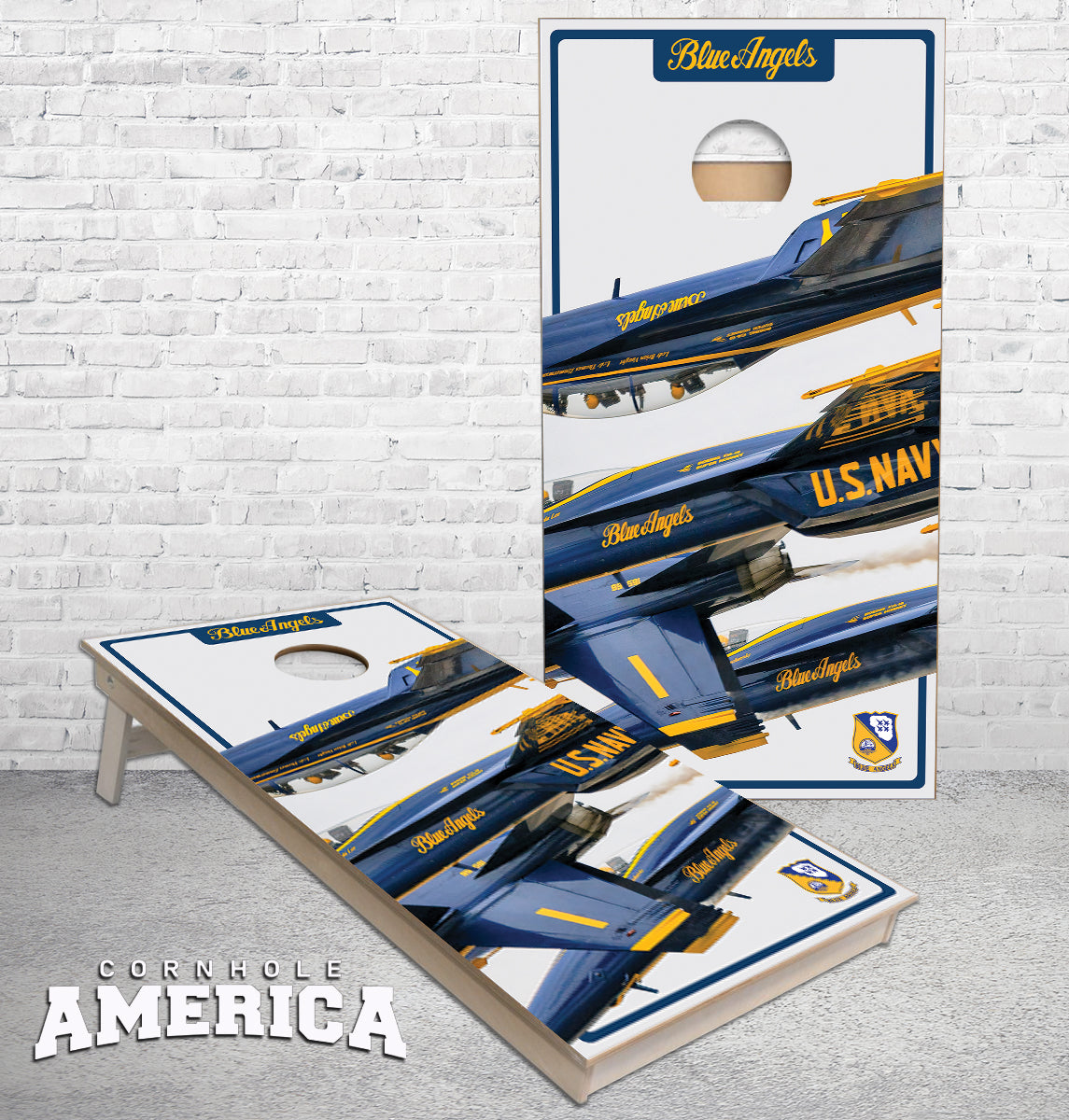 US Navy Blue Angels squad cornhole boards — Cornhole America