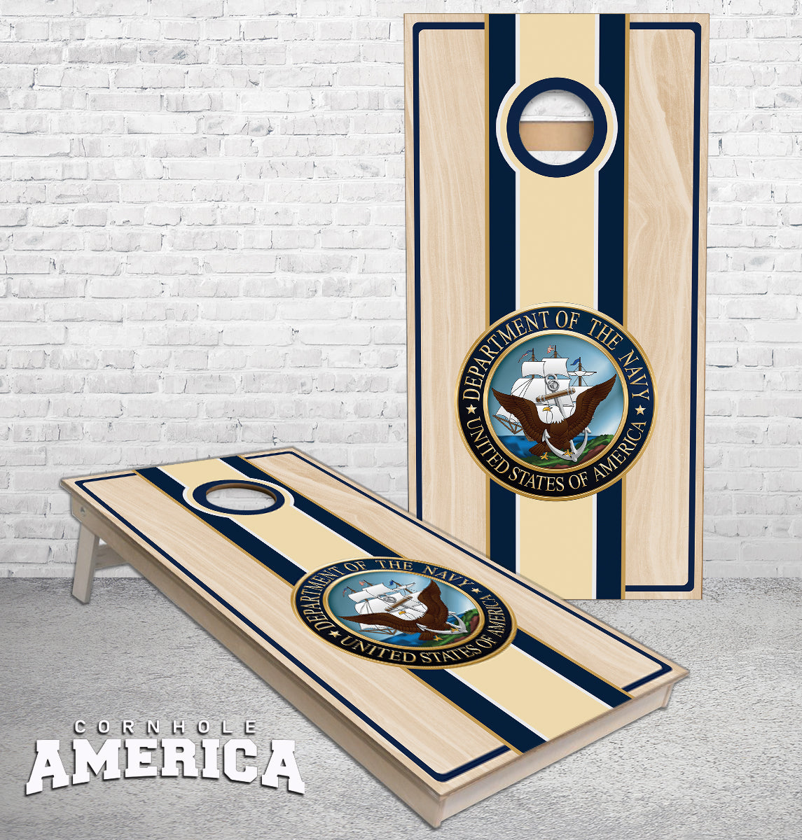 US Department of the Navy Pro Stripe cornhole boards — Cornhole America