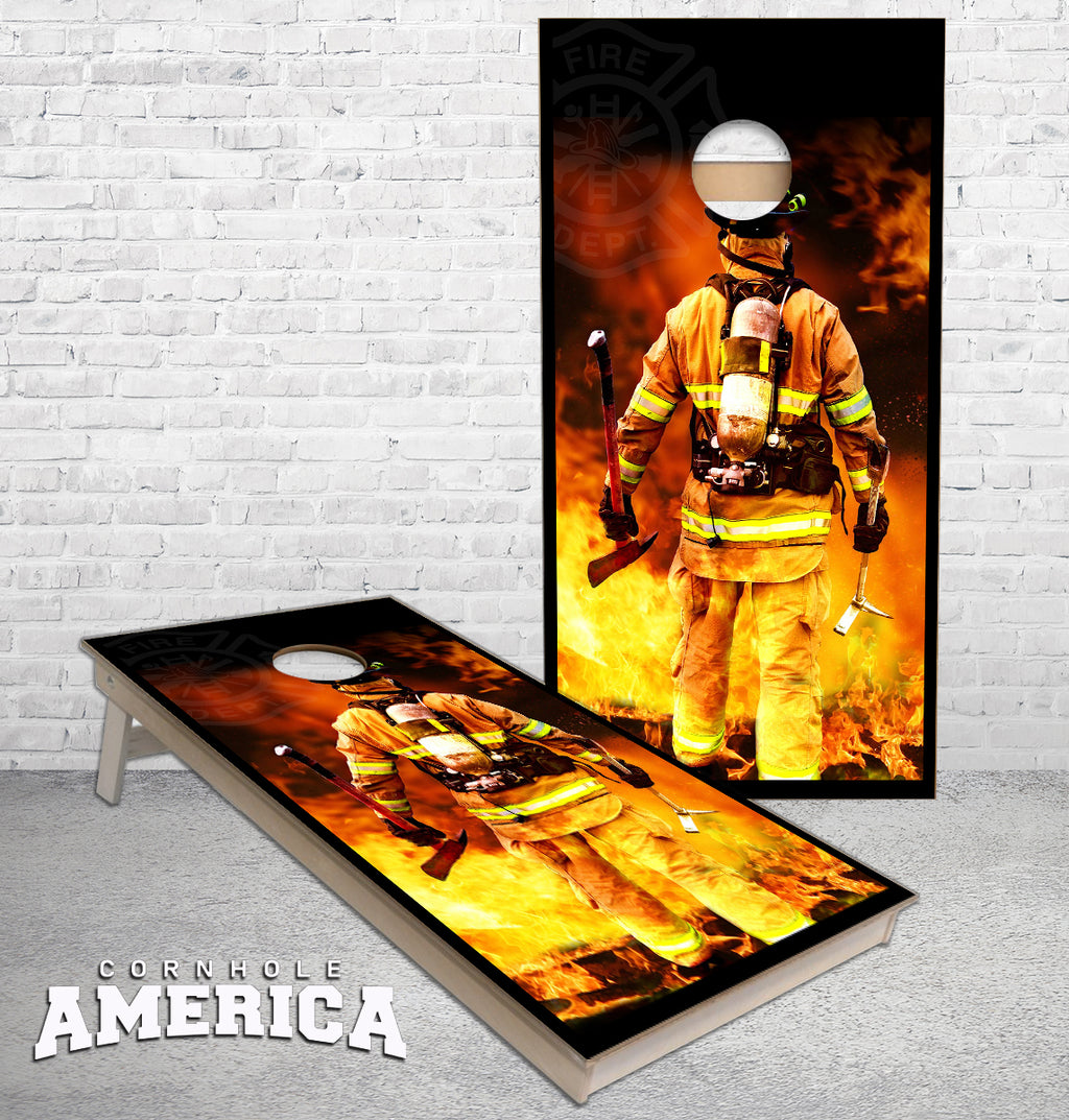 Firefighter flames Cornhole Boards — Cornhole America