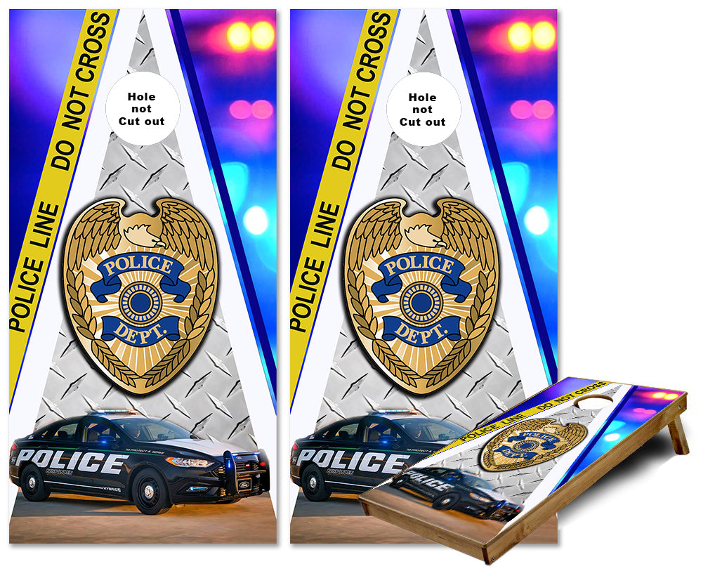 Police Officer Badge Car and Police line do not cross cornhole wraps ...