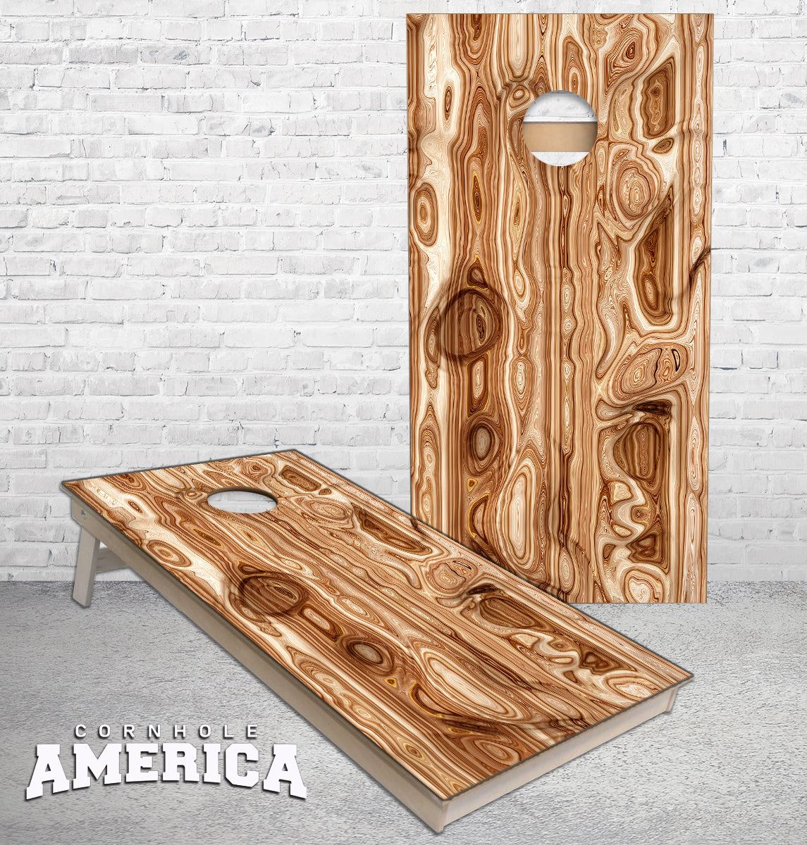 Abstact Brown Wood cornhole boards — Cornhole America