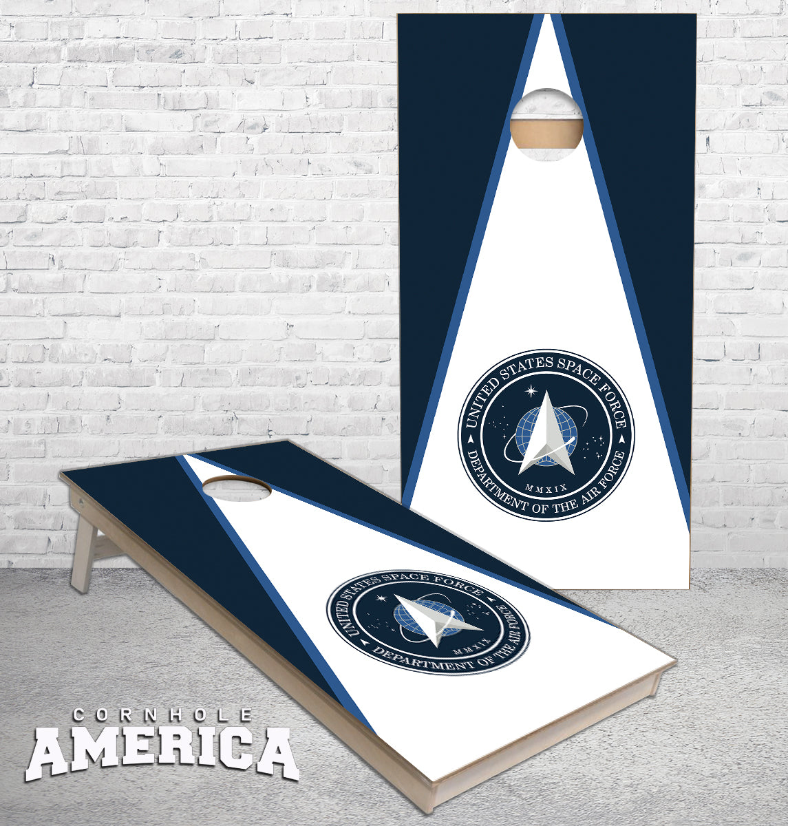 Space Force Triangle theme cornhole boards — Cornhole America