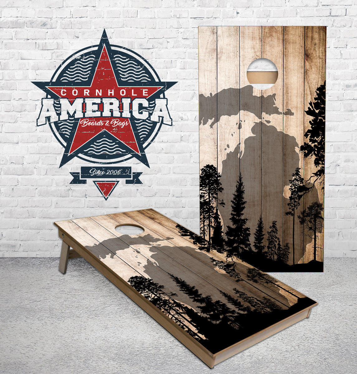 Michigan Rustic Woods cornhole boards — Cornhole America