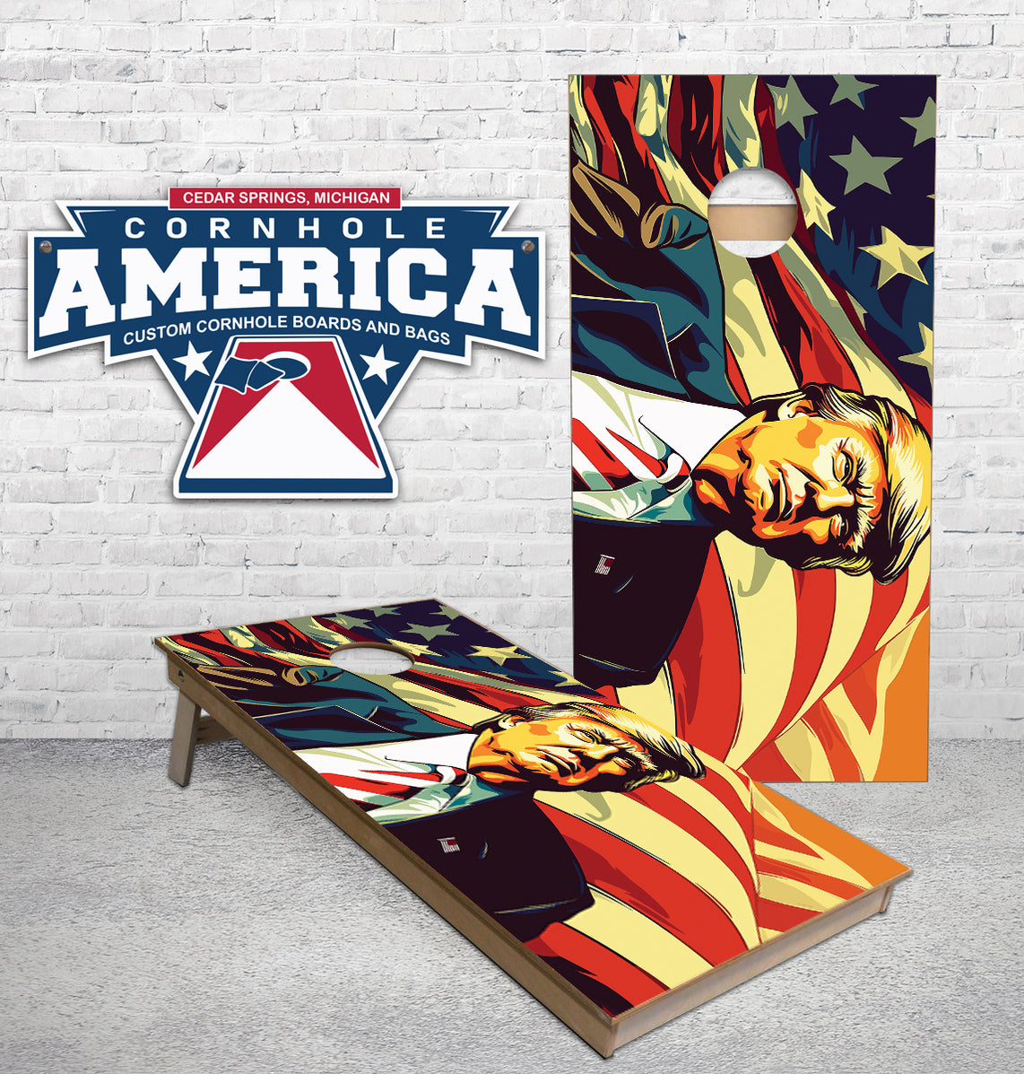 Trump American Flag Cornhole boards — Cornhole America