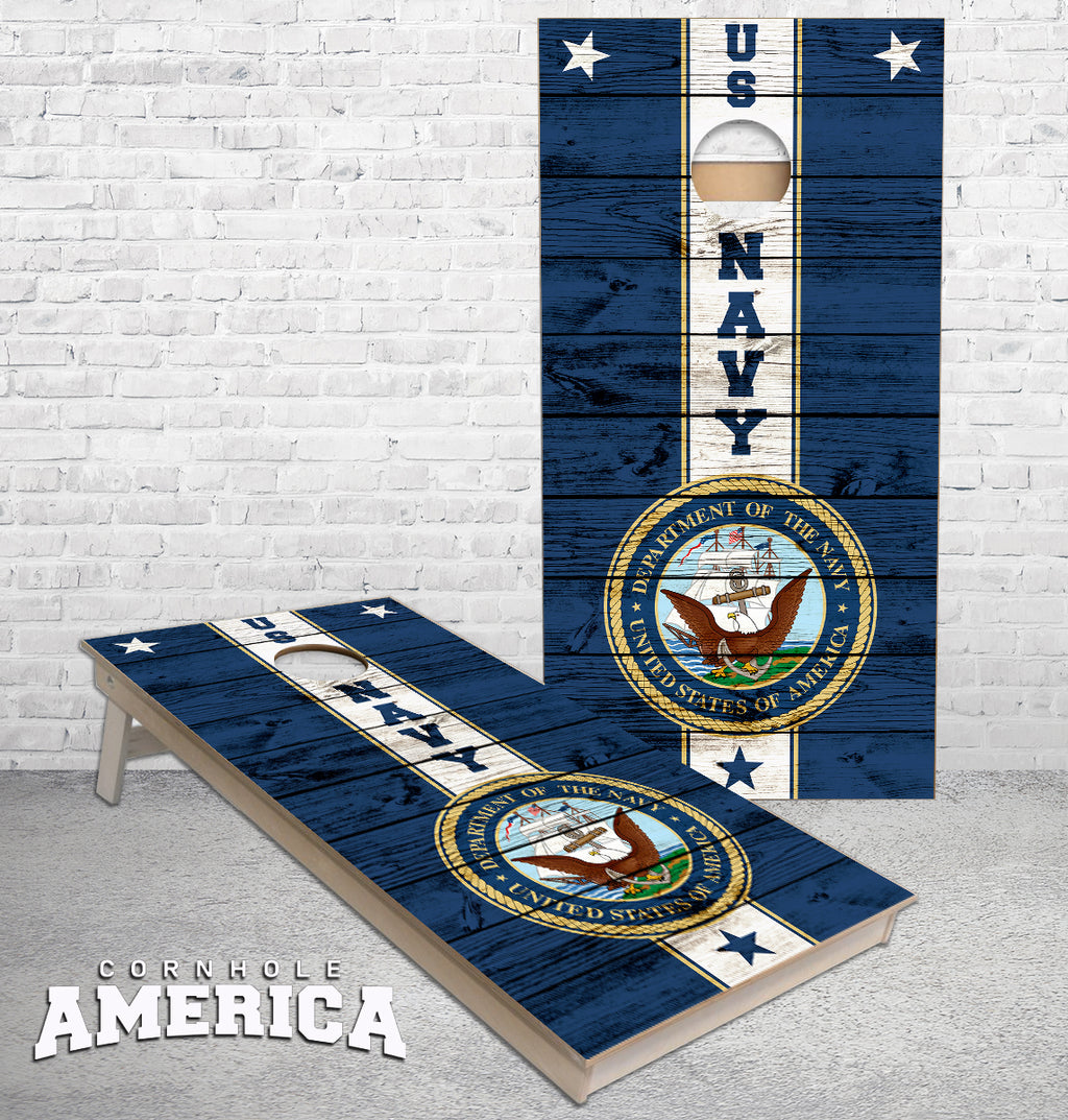 United States Navy striped Cornhole Boards — Cornhole America