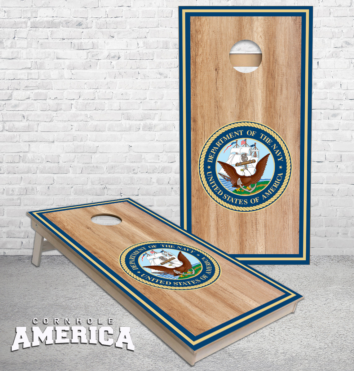 United States Navy with outer boarder stripes Cornhole Boards ...