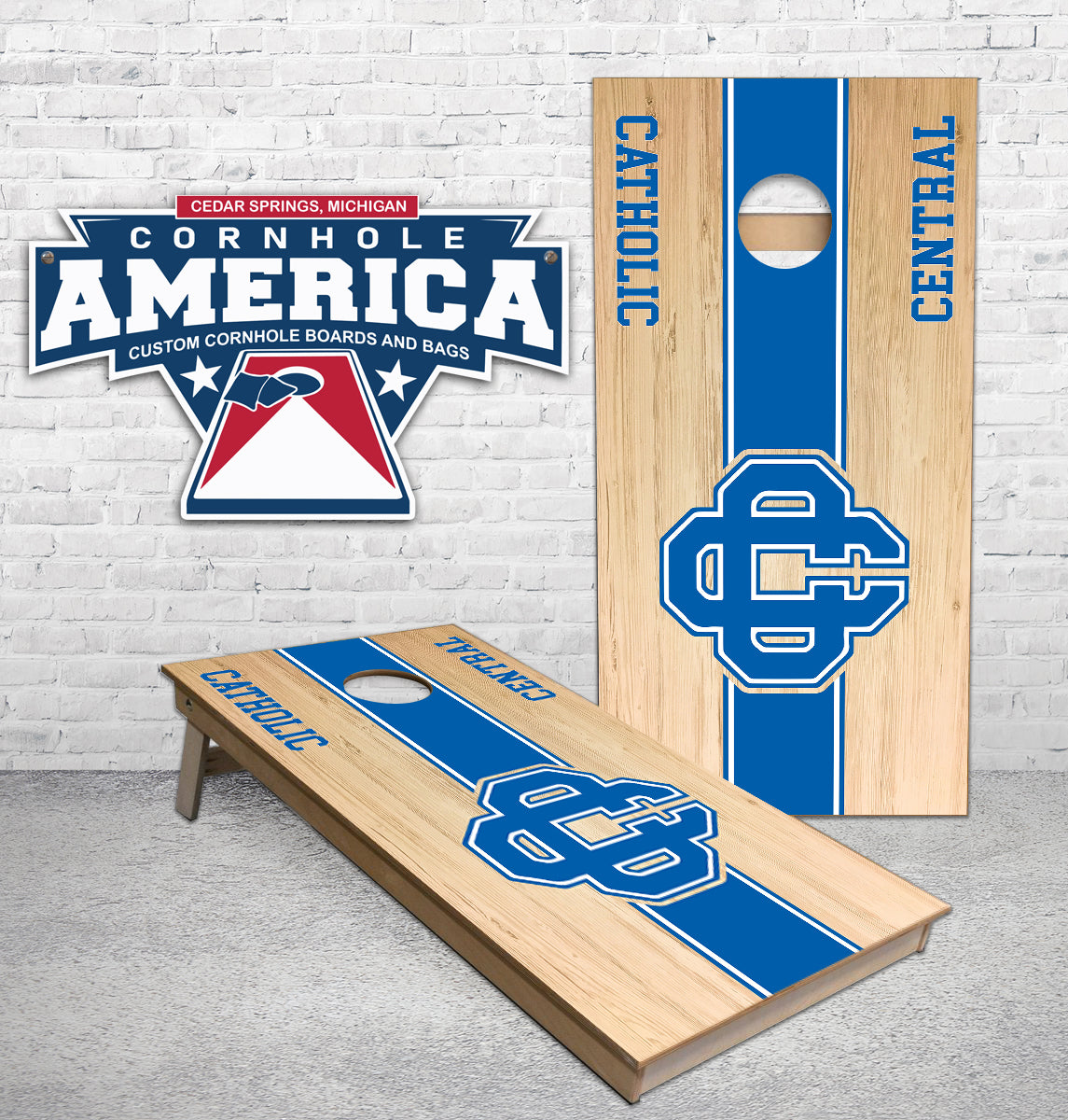 Catholic Central High School striped Cornhole Boards — Cornhole America