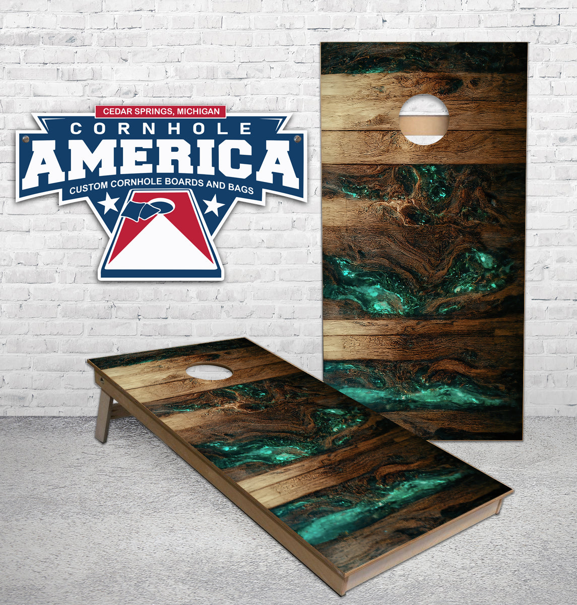 Wood is alive Epoxy look Cornhole Boards — Cornhole America