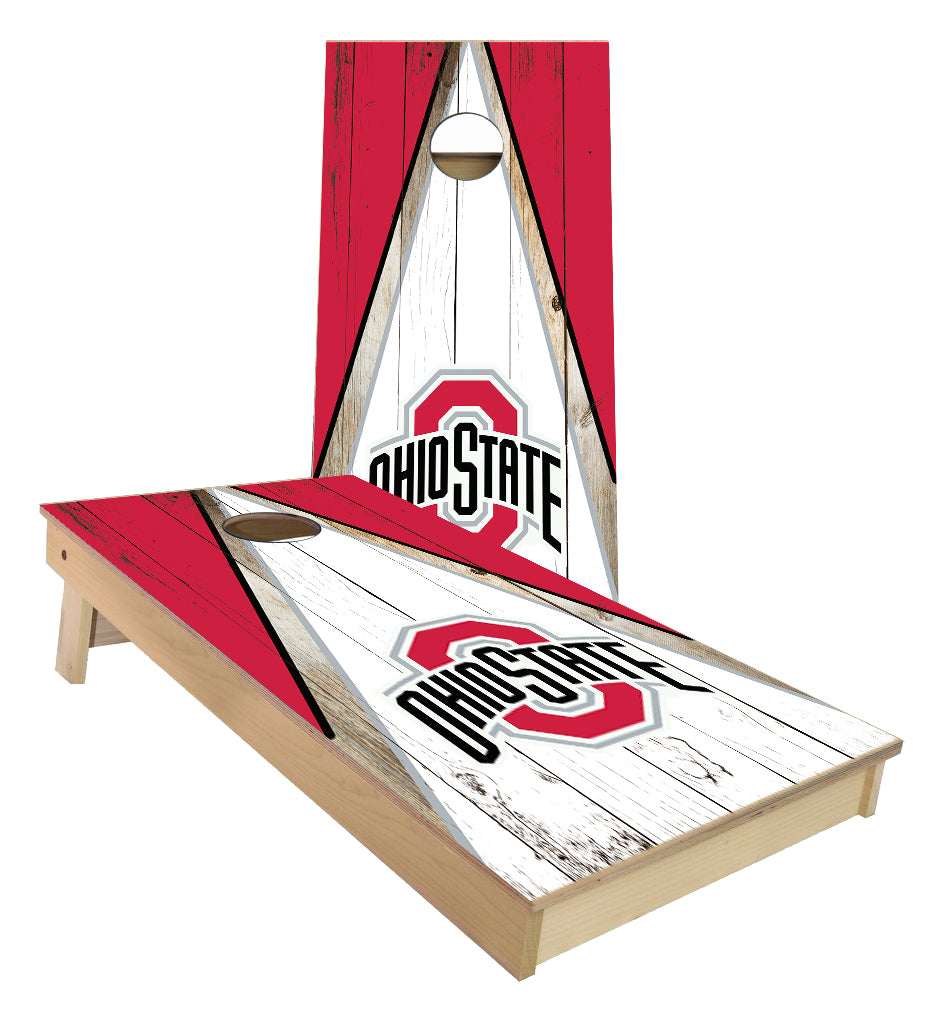 Ohio State Rustic Triangle Cornhole boards — Cornhole America