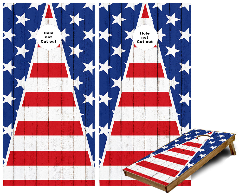 Stars and Stripes Triangle Theme USA Cornhole Wraps — Cornhole America